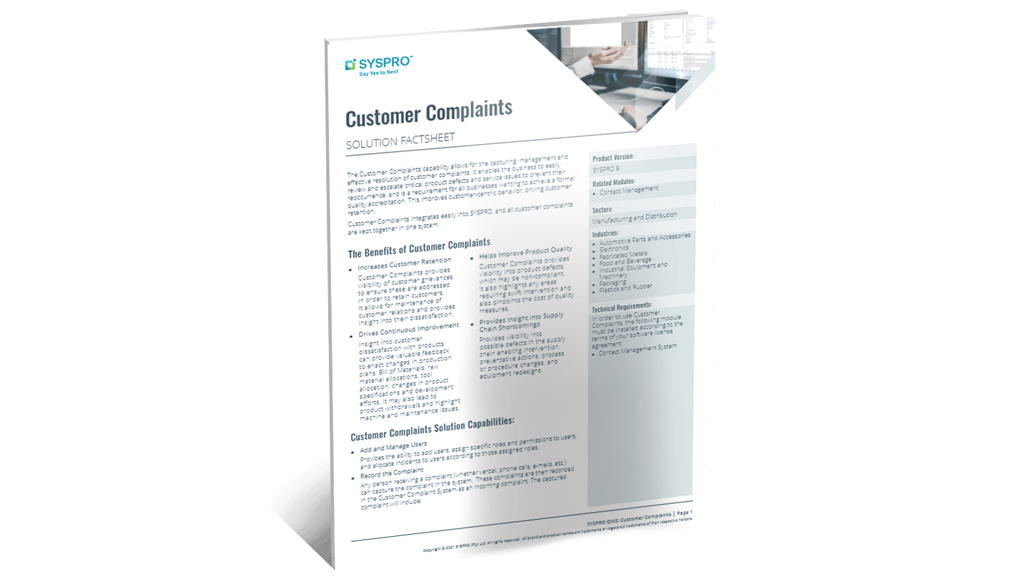 SYSPRO Customer Complaints | Factsheet | SYSPRO ERP System